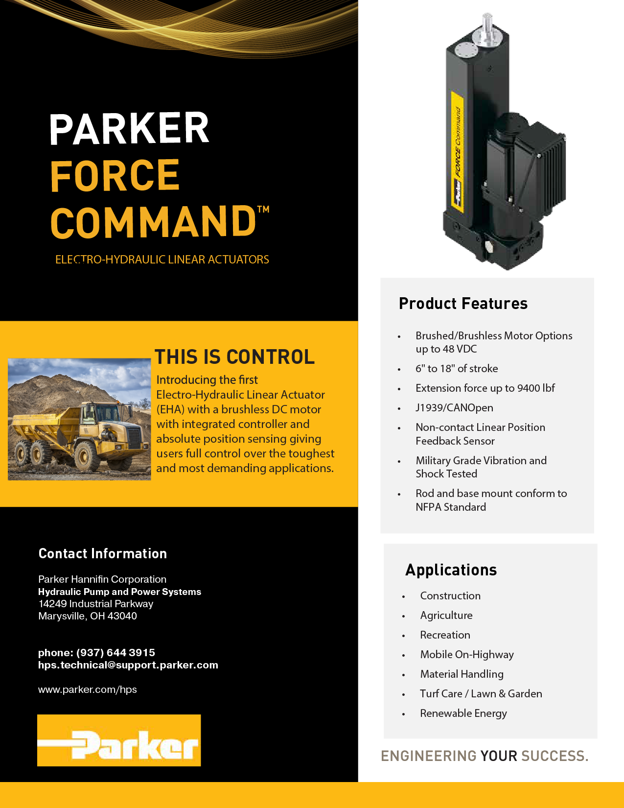 Parker Hannifin highlights new Force Command EHA technology